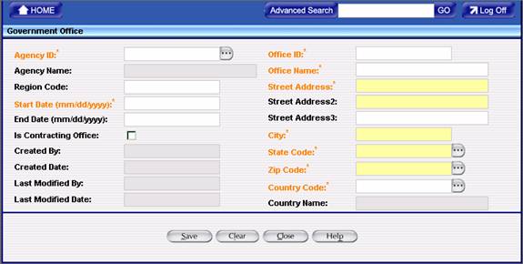 The following screen displays: